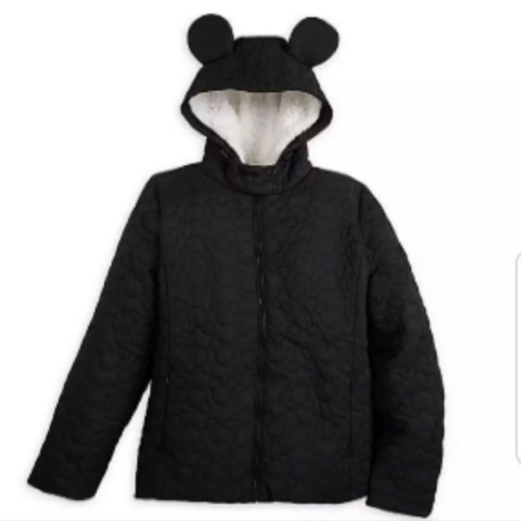 Disney | Jackets & Coats | Disney Mickey Mouse Black Quilted Puffer ...